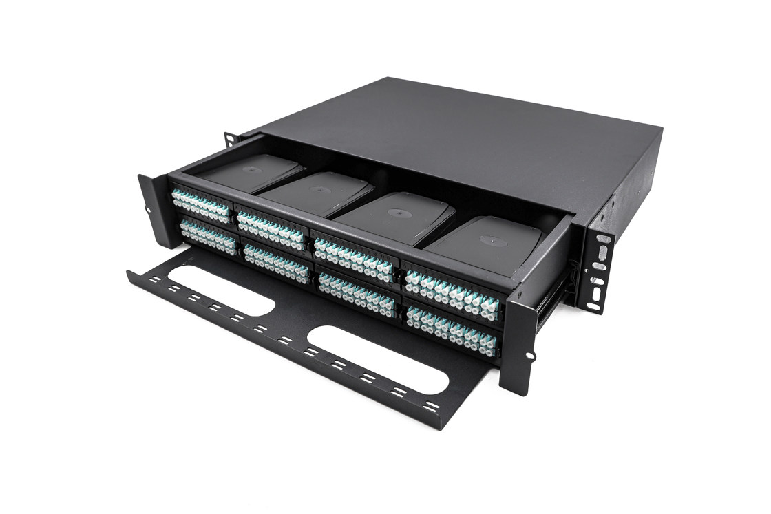 19 Inch 2U 96 Fiber MPO MTP ODF Fiber Optic Patch Panel Cabinet Slide ...