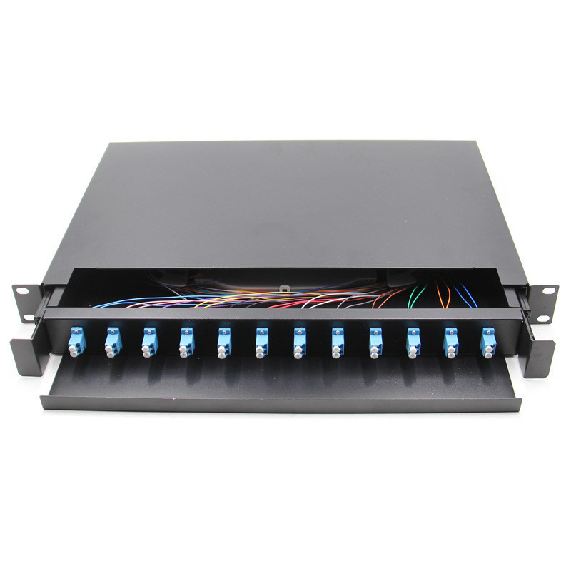 12Port 24 Core LC Duplex Patch Panel Cabinet 1U Fiber Optic Patch Panel