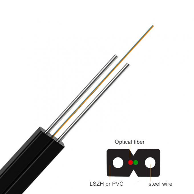 1 Core G.652D Flat FTTH Drop Fiber Optic Cable 2F Single Mode LSZH Sheath