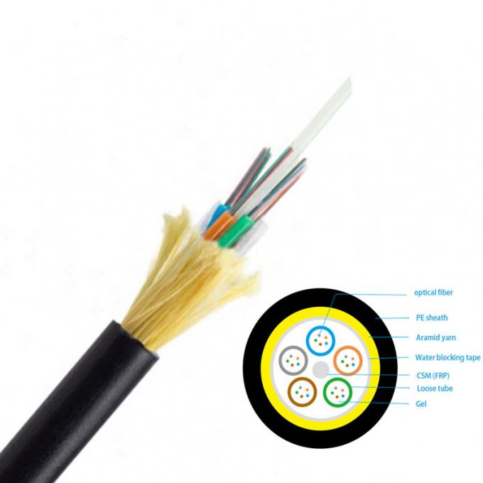 Aerial G.652D SM 48 Core Single Mode Fiber Optic Cable / ADSS Optical ...