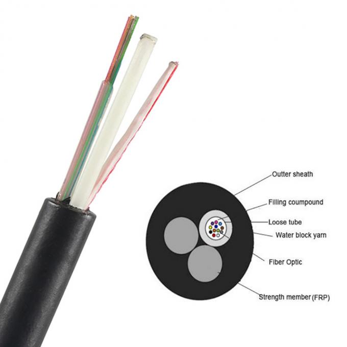 TWO FRP Single Mode GYFFY Aerial Fiber Optic Cable 6 / 8 / 12 / 24 ...